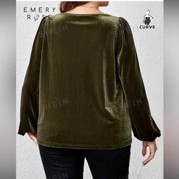 Tops | Whimsigoth Green Velvet Lace Puff Sleeve Top | Poshmark